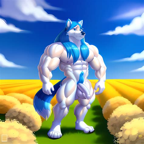 Rule 34 Ai Generated Anthro Balls Blue Hair Blue Tail Clouds Humanoid