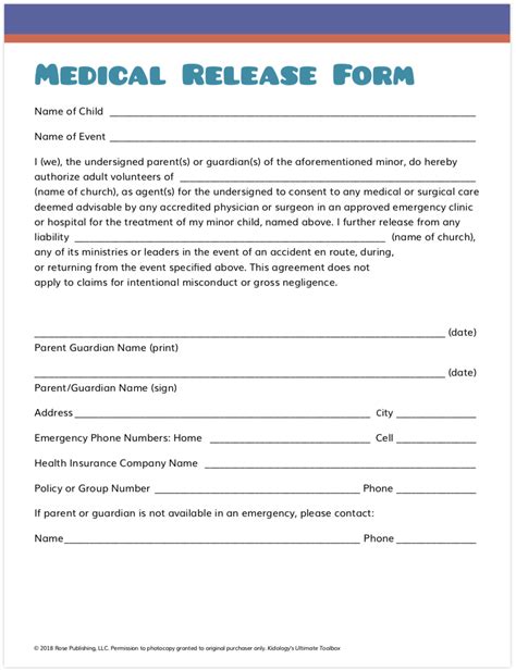 Medical Release Form Template Consent To Treat Form Template