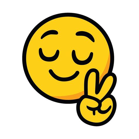 A Cartoon Icon Of A Yellow Emoji Face With Closed Eyes And Two Fingers