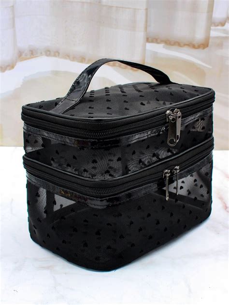 Simple And Stylish Large Capacity Double Layer Cosmetic Bag Portable
