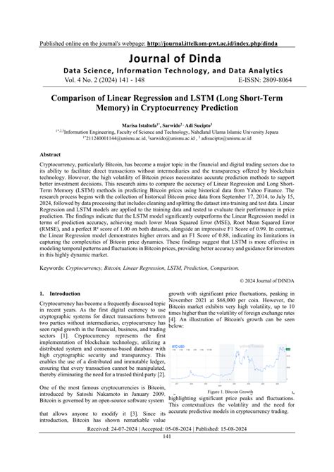 Pdf Comparison Of Linear Regression And Lstm Long Short Term Memory In Cryptocurrency Prediction