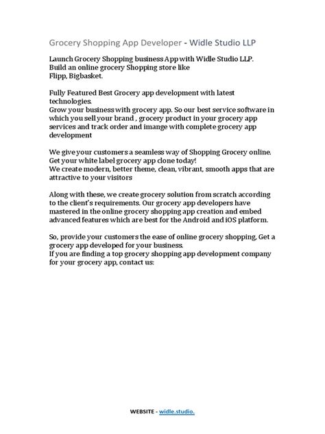 Grocery Shopping App Developer Pdf