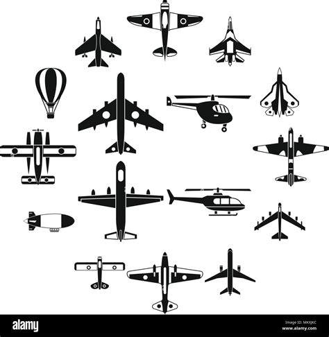 Aviation Icons Set Simple Style Stock Vector Image And Art Alamy