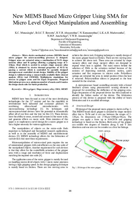 Pdf New Mems Based Micro Gripper Using Sma For Micro Level Object Manipulation And Assembling