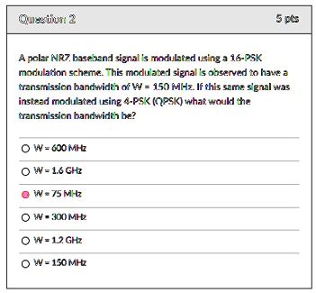 SOLVED A Polar NRZ Baseband Signal Is Modulated Using A PSK Modulation Scheme This