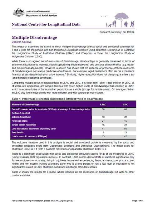 multiple disadvantage department of social services