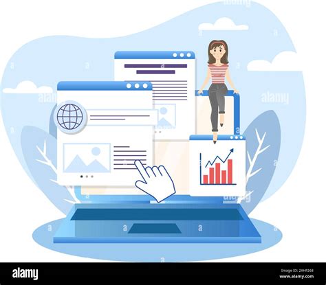 Project Manager Woman Sitting On Laptop Managing Web Design Project Using Computer Software