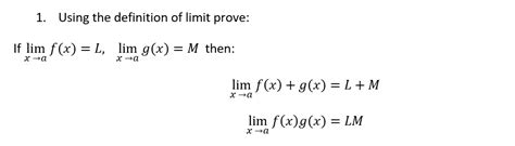solved 1 using the definition of limit prove