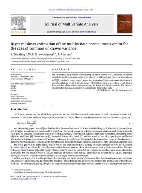 Pdf Bayes Minimax Estimation Of The Multivariate Normal Mean Vector