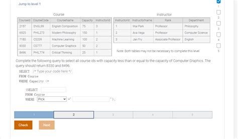 solved course check courseld coursecode coursename capacity