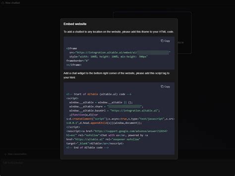 Embedding AI Agent AITable Help Center