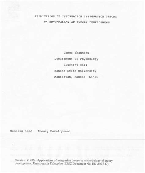 Pdf Application Of Information Integration Theory To Methodology Of Theory Development