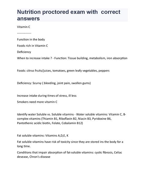 Nutrition Proctored Exam With Correct Answers Exams Nursing Docsity