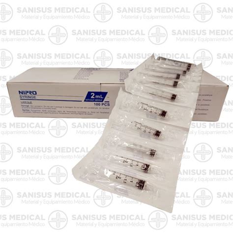 Jeringa 2ml De 3 Cuerpos Luer Céntrico Nipro Caja 100 Uds Sanisus Medical