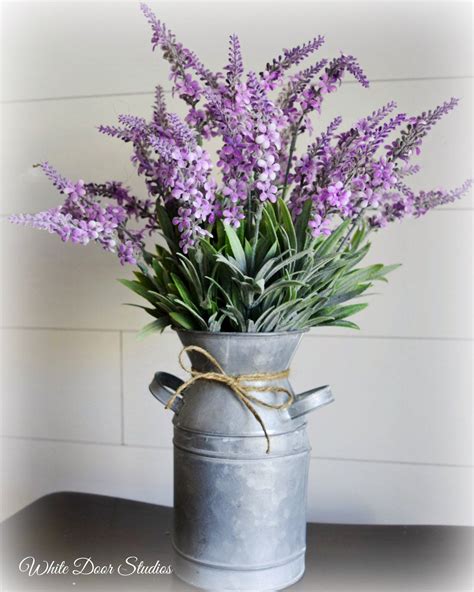 Blooming Lavender Farmhouse Floral Arrangement In Whitewashed Etsy