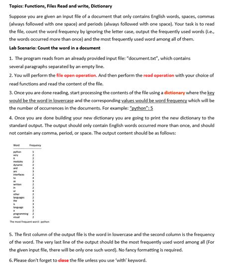 Solved Topics Functions Files Read And Write Dictionary Chegg
