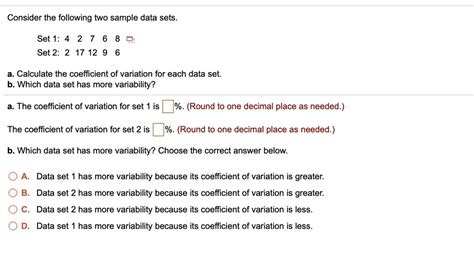 Solved Consider The Following Two Sample Data Sets Set 1 Set 2 17 12