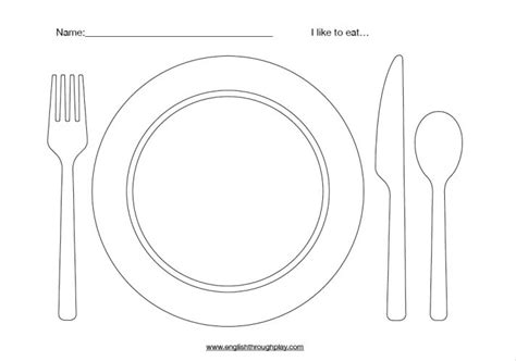 Free Printable Plate Knife Spoon Fork Fun Food Coloring Activities