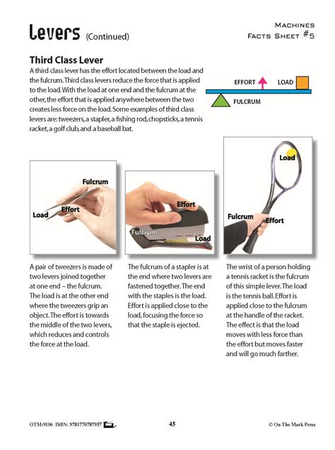 Levers Activity Pages And Mini Poster Grades 4