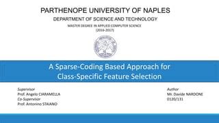 A Sparse Coding Based Approach For Class Specific Feature Selection PPTX Computing