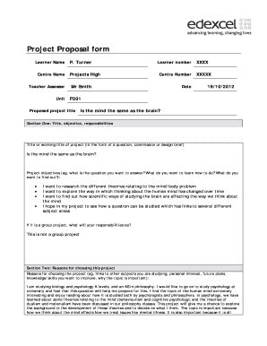 Epq Project Proposal Form Example Complete With Ease AirSlate SignNow