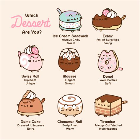 Types Of Desserts Featuring Pusheen Pusheen Cat Cinnamon Roll