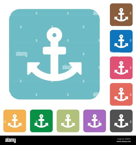 Flat Anchor Icons On Rounded Square Color Backgrounds Stock Vector Image And Art Alamy