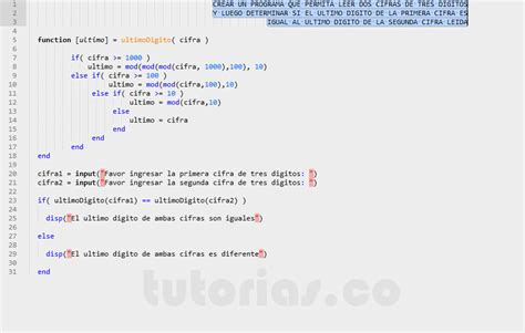 Funciones MatLab Ultimo Digito De Dos Cifras Tutorias Co