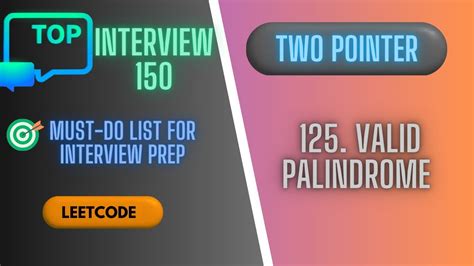 125 Valid Palindrome Two Pointer Top Interview 150 Youtube