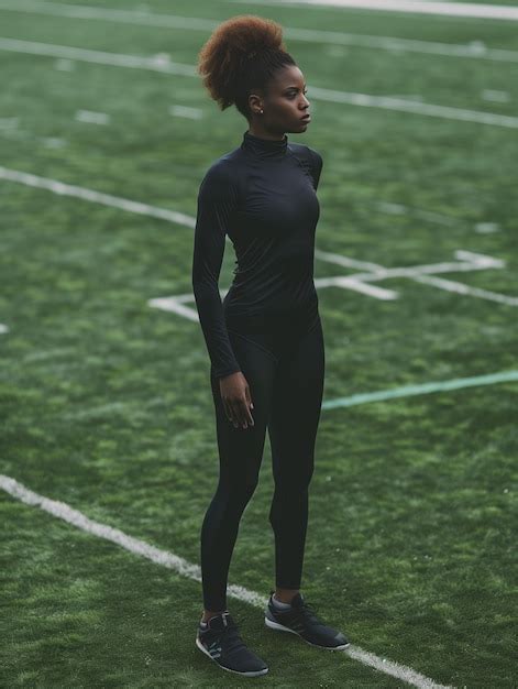A Woman Stands On A Field With Her Hands On Her Hips Premium Ai
