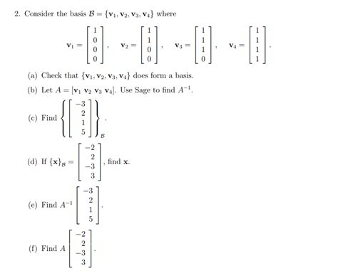 Solved 2 Consider The Basis B V1 V2 V3 V4 Where Chegg Com