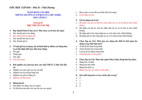 Tổng hợp KTCT general question about KTCT NGÂN HÀNG CÂU HỎI NHỮNG NGUYÊN LÝ CƠ BẢN CỦA CHỦ