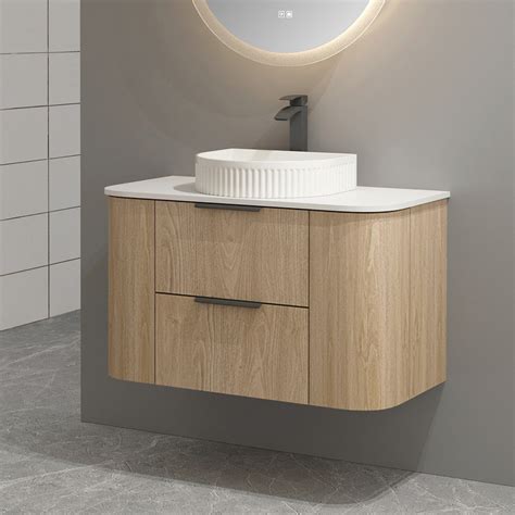 900mm Curved Wall Hung Vanity Timber Ellie Arova Bathrooms Arova