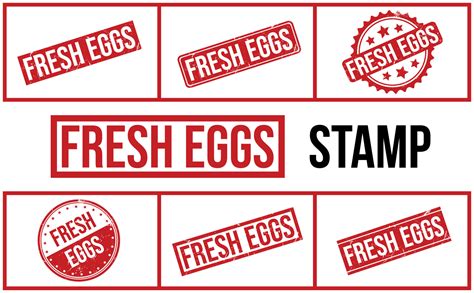Fresh Eggs Rubber Stamp Set Vector 23392858 Vector Art At Vecteezy