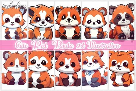 Cute Red Panda 2d Illustration Graphic By Fonshopdesign · Creative Fabrica