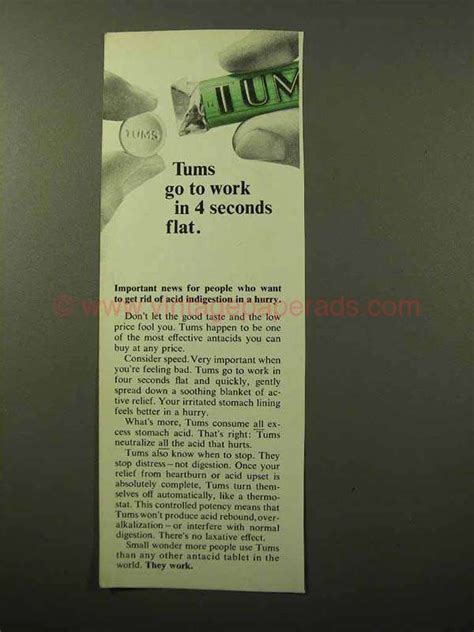 1964 Tums Antacids Ad Go To Work In 4 Seconds Flat Cd0200