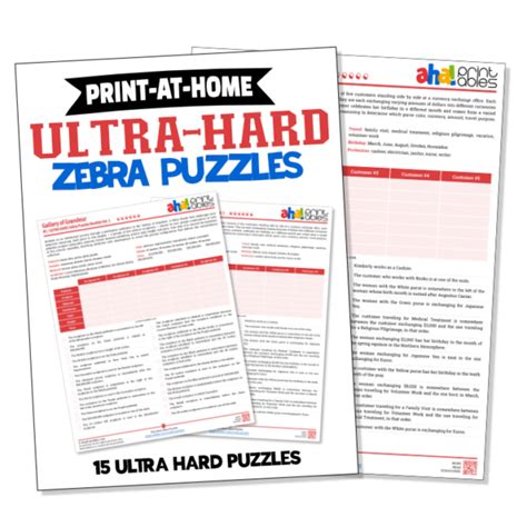 Ultra Hard Zebra Puzzles Aha Printables