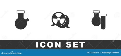 Set Test Tube And Flask Radioactive And Icon Vector Stock Illustration Illustration Of