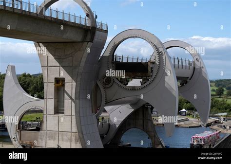 The Falkirk Wheel Is A Rotating Boat Lift In Tamfourhill Falkirk In