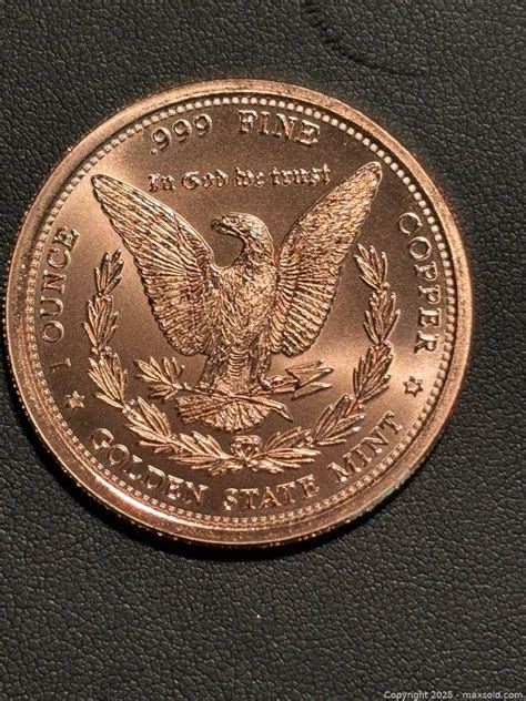 Morgan Dollar Design 1oz Pure Copper Bullion Round Aurora Ontario Canada Seller