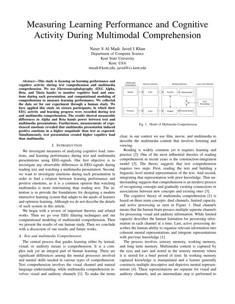 Pdf Measuring Learning Performance And Cognitive Activity During Multimodal Comprehension
