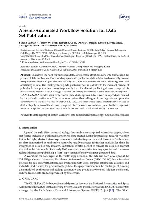 Pdf A Semi Automated Workflow Solution For Data Set Publication