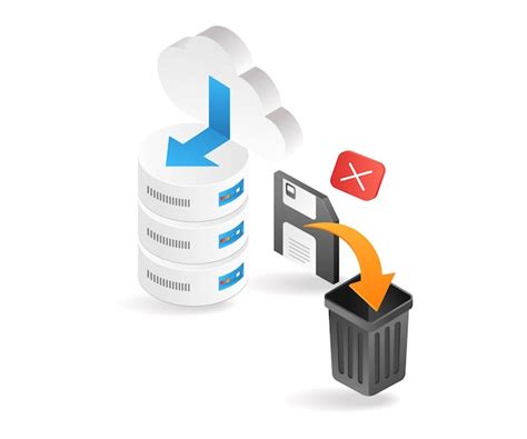 Premium Vector Flat Isometric 3d Illustration Deleting Data From Database Cloud Server