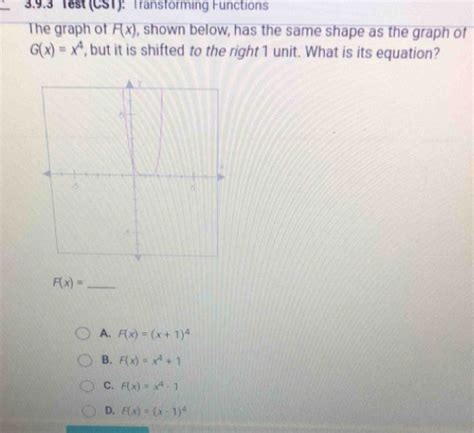 Test Cst Transforming Functions The Graph Of F X Shown Below Has