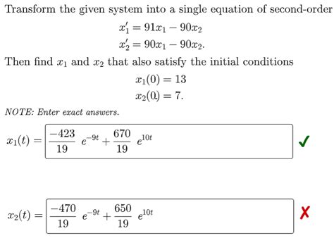 Solved Transform The Given System Into A Single Equation Of Chegg Com
