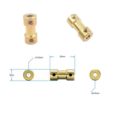 Dc Motor Shaft Coupling Brass Adapter 2mm To 3mm Rigid