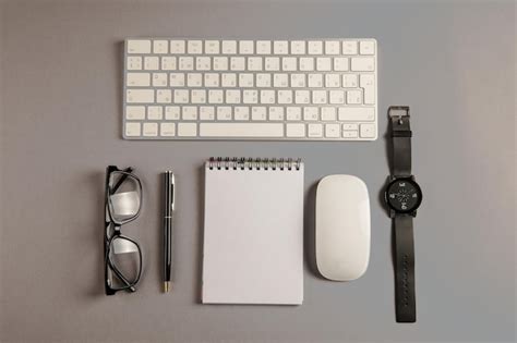 premium photo keyboard notepad and clock