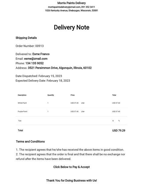 Delivery Note