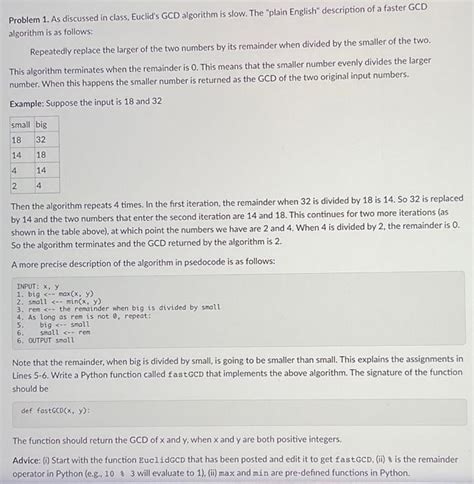 Solved Problem 1 As Discussed In Class Euclids Gcd