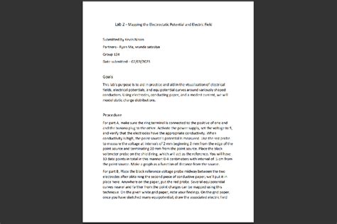1 Full Report Of Lab 2 Mapping The Electrostatic Potential And Electric Field Studocu